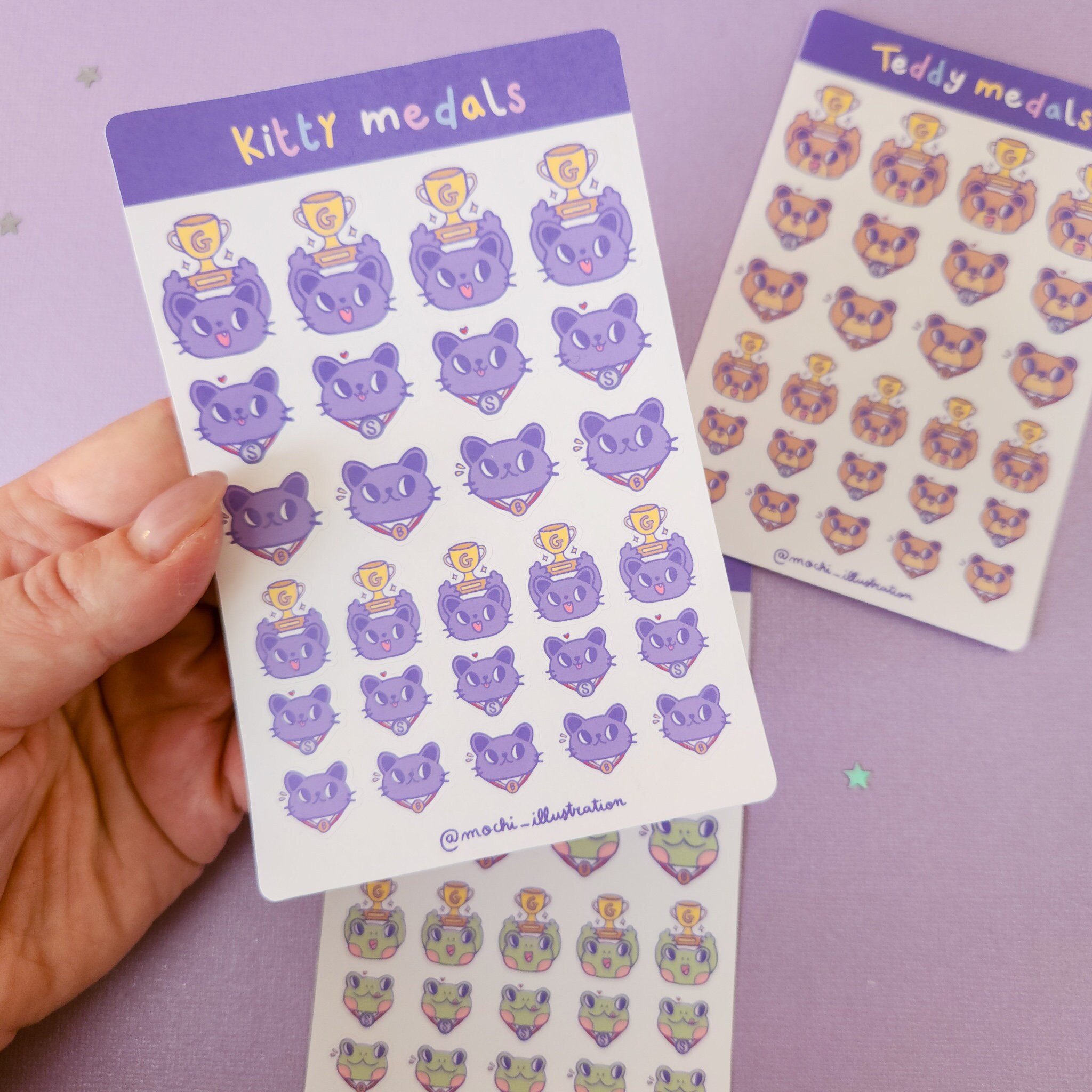 Cute Medals Animals Goals Stickers Sheet Sheet of Stickers Cute ...