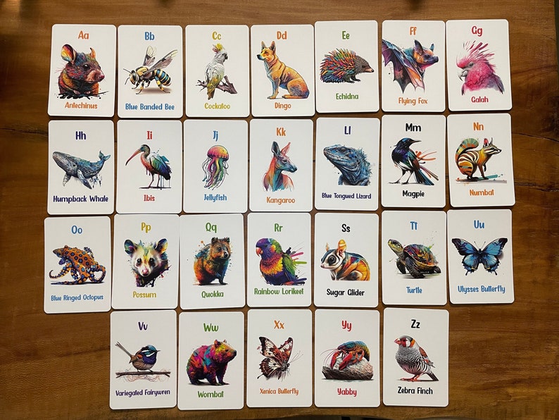 ABC Australian Animal Alphabet Flash Cards for Kids Early - Etsy Australia