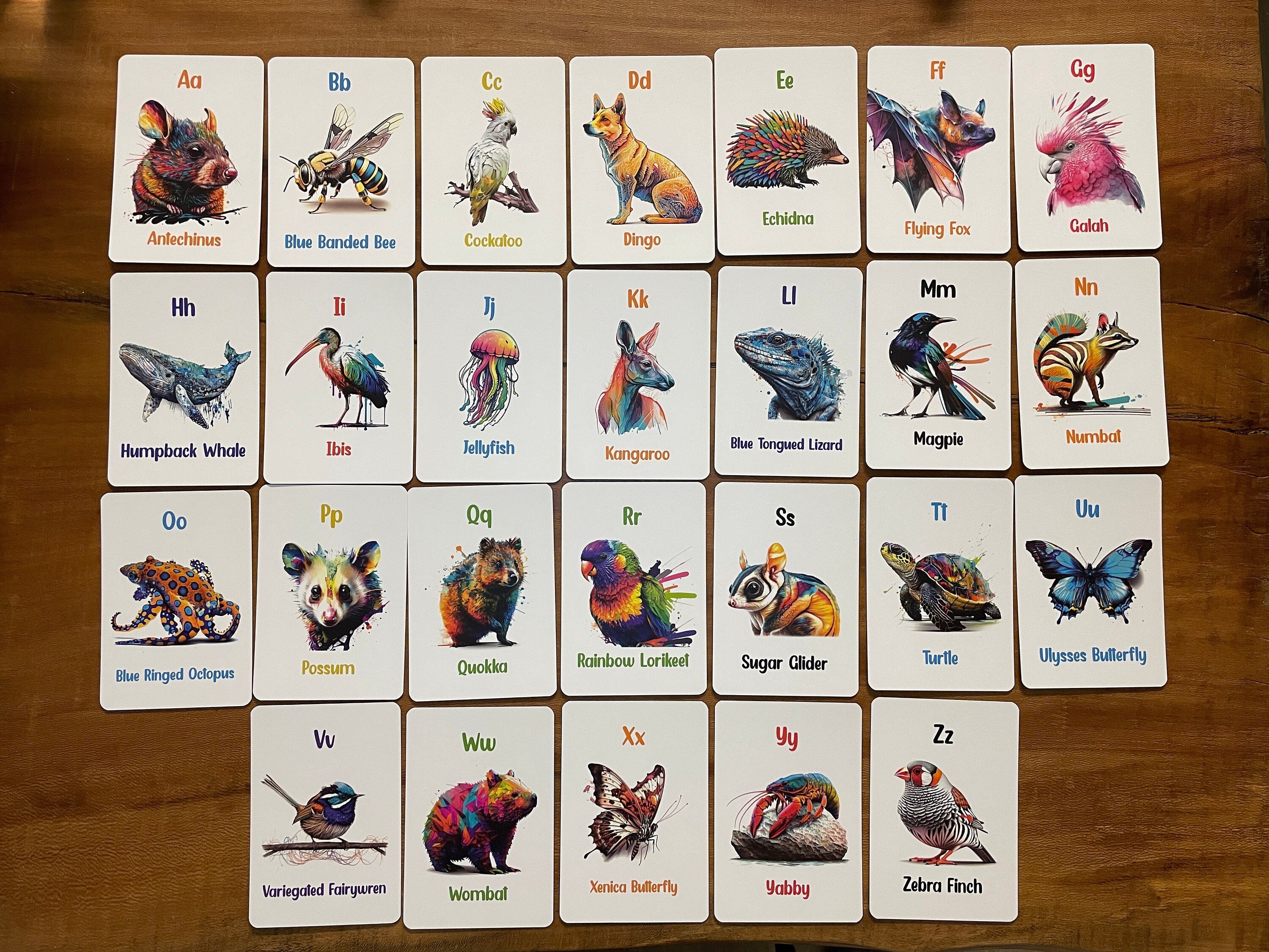 ABC Australian Animal Alphabet Flash Cards for Kids Early - Etsy Australia