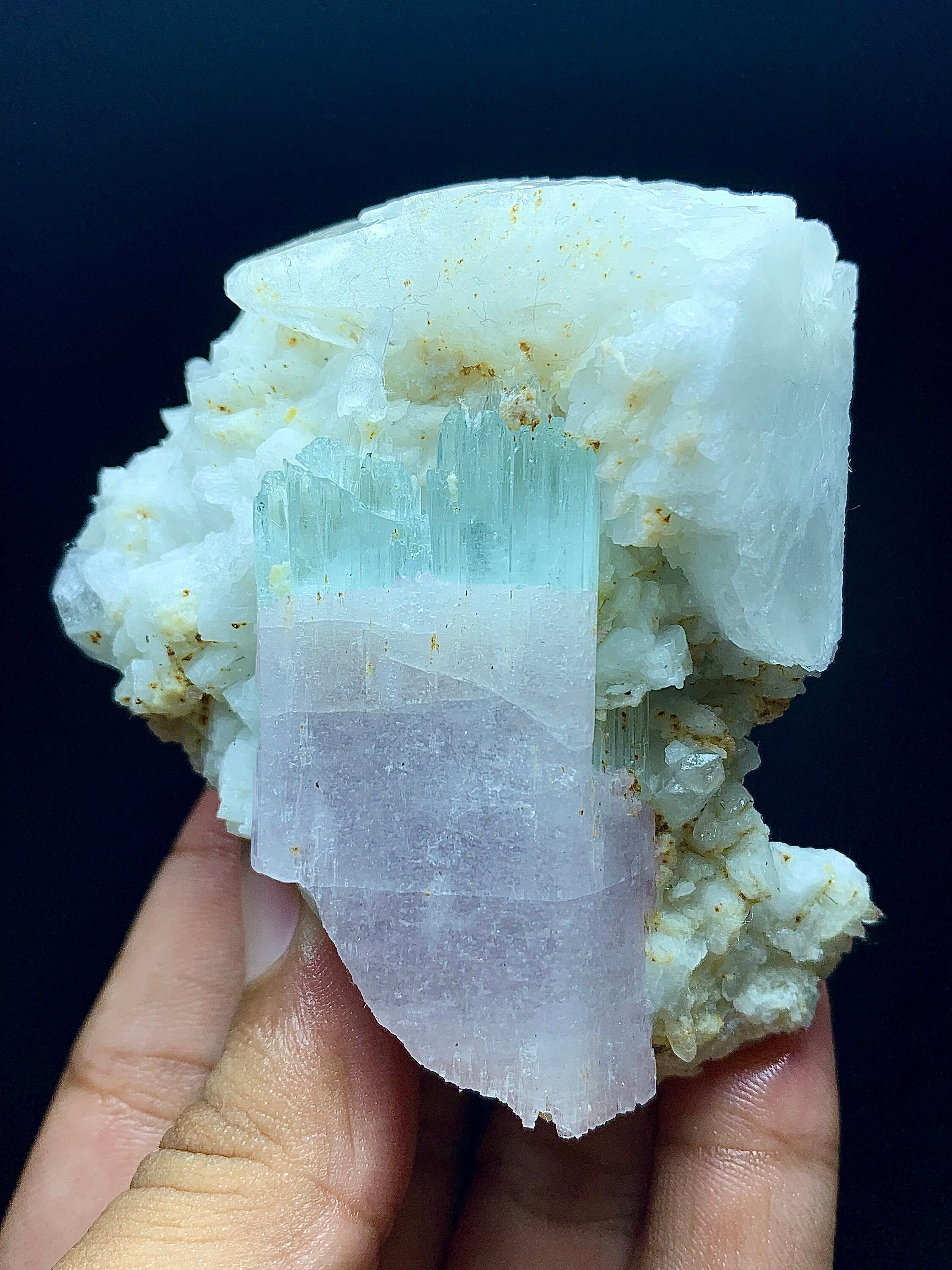 Natural Beryl Aqua Var Morganite Crystal Specimen Combine Quartz, Well ...