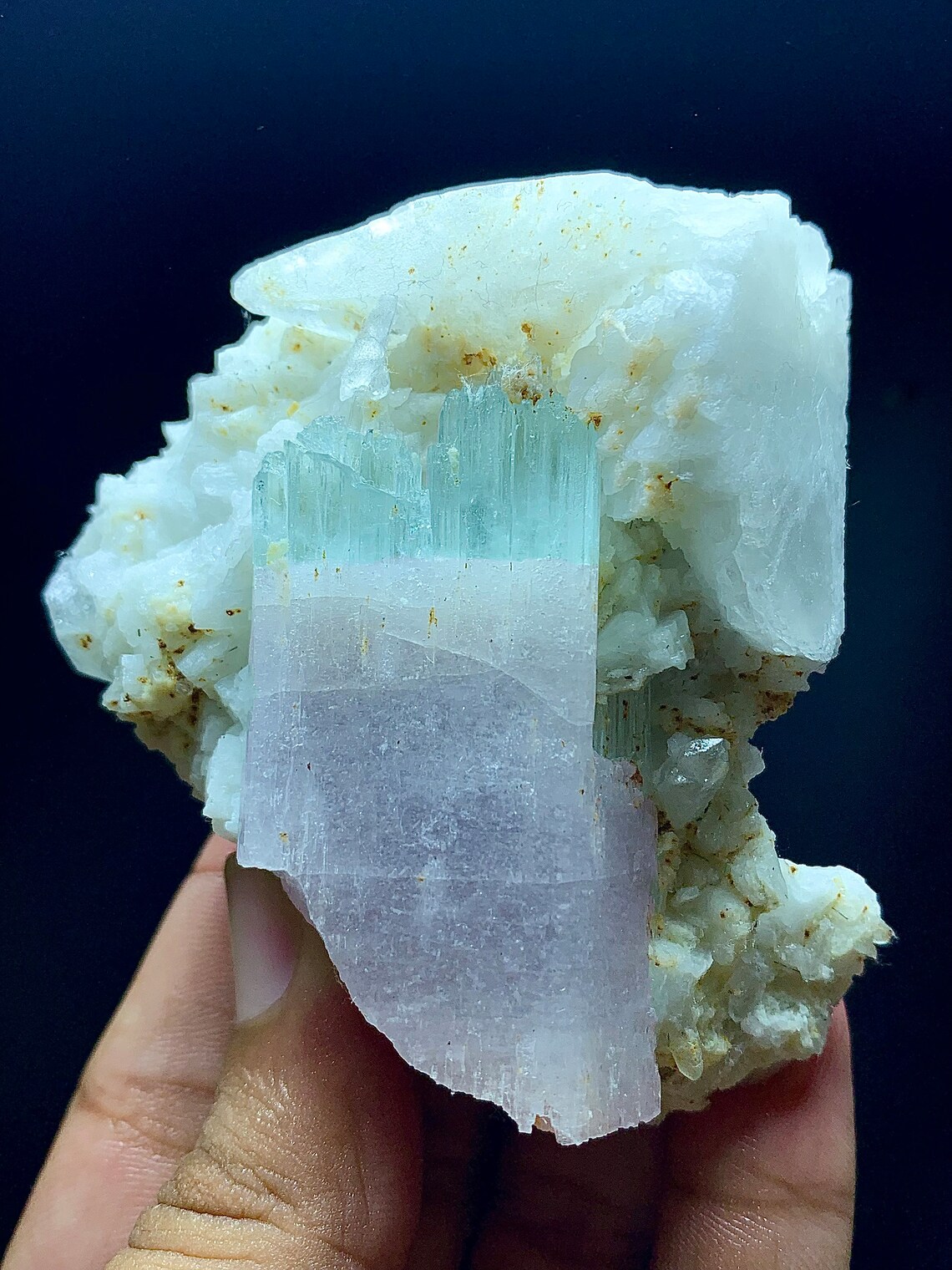 Natural Beryl Aqua Var Morganite Crystal Specimen Combine Quartz, Well ...