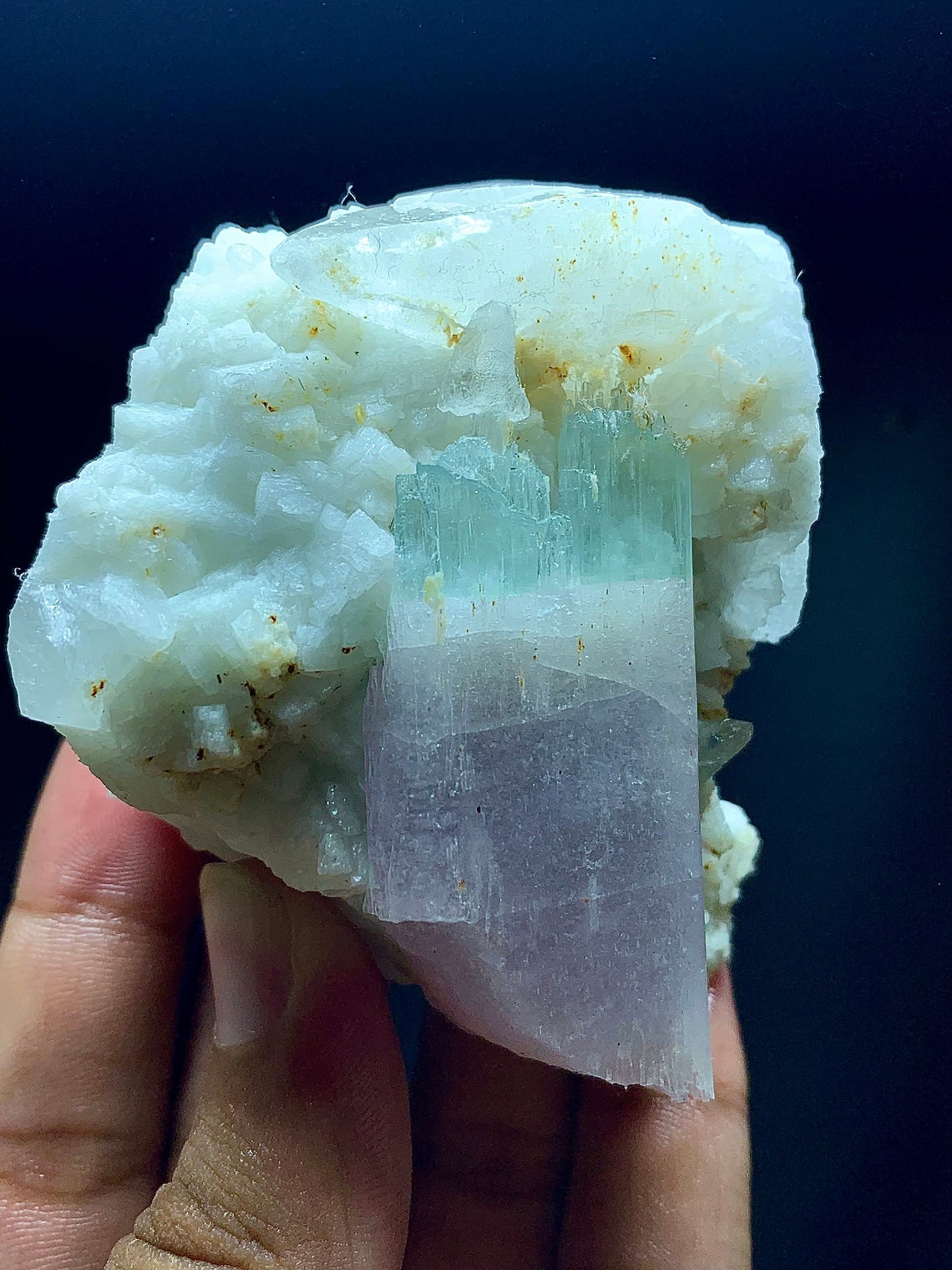 Natural Beryl Aqua Var Morganite Crystal Specimen Combine Quartz, Well ...