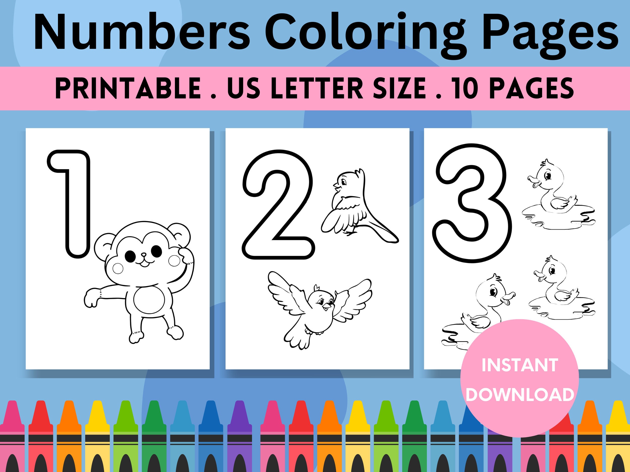 Numbers Coloring Pages Coloring in for Kids Printable - Etsy