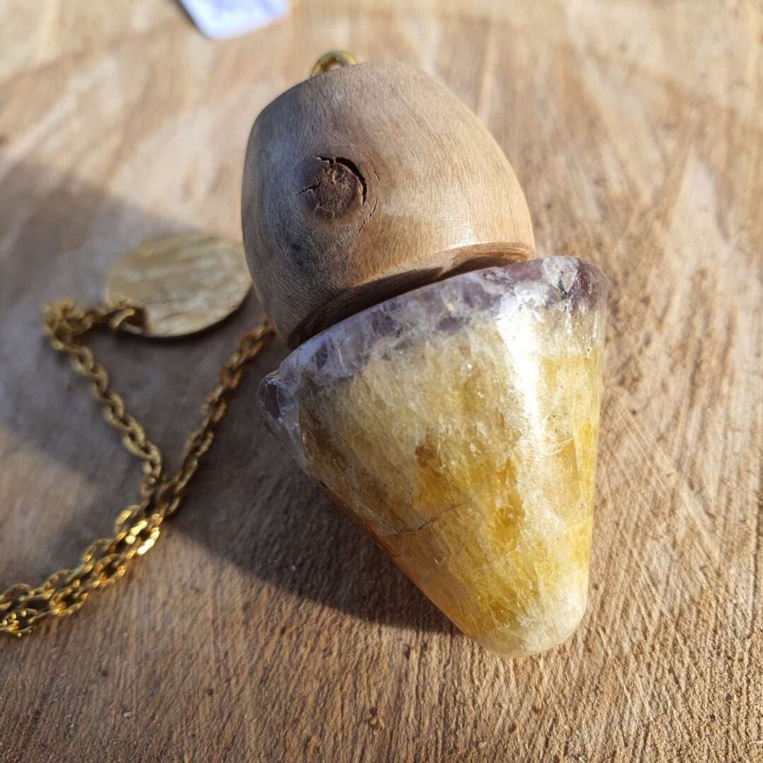 Healing Pendulum in Oak Wood and Rare Fluorite From Valzergues france ...