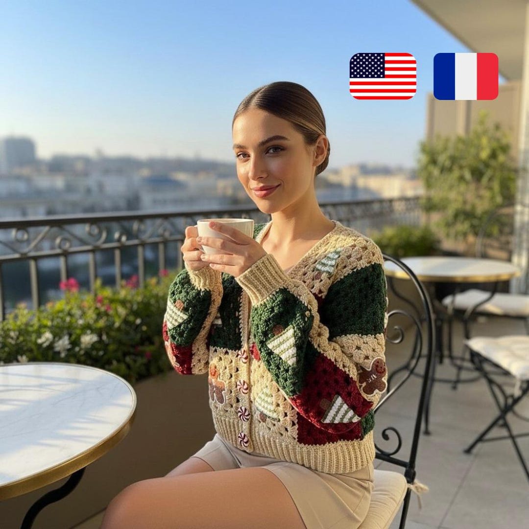 Cozy Christmas Vibe Cardigan Crochet Pattern, Gingerbread Xmas Granny ...