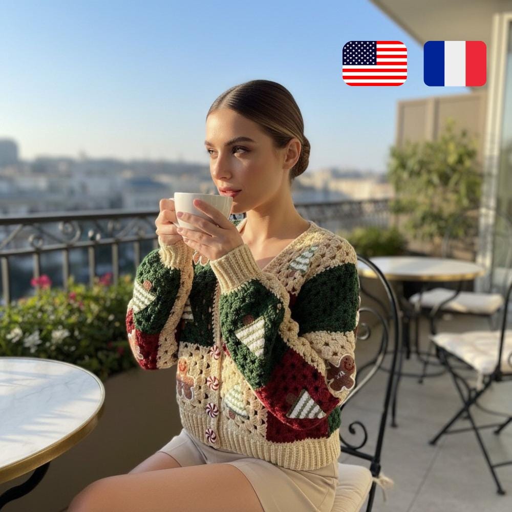 Cozy Christmas Vibe Cardigan Crochet Pattern, Gingerbread Xmas Granny ...