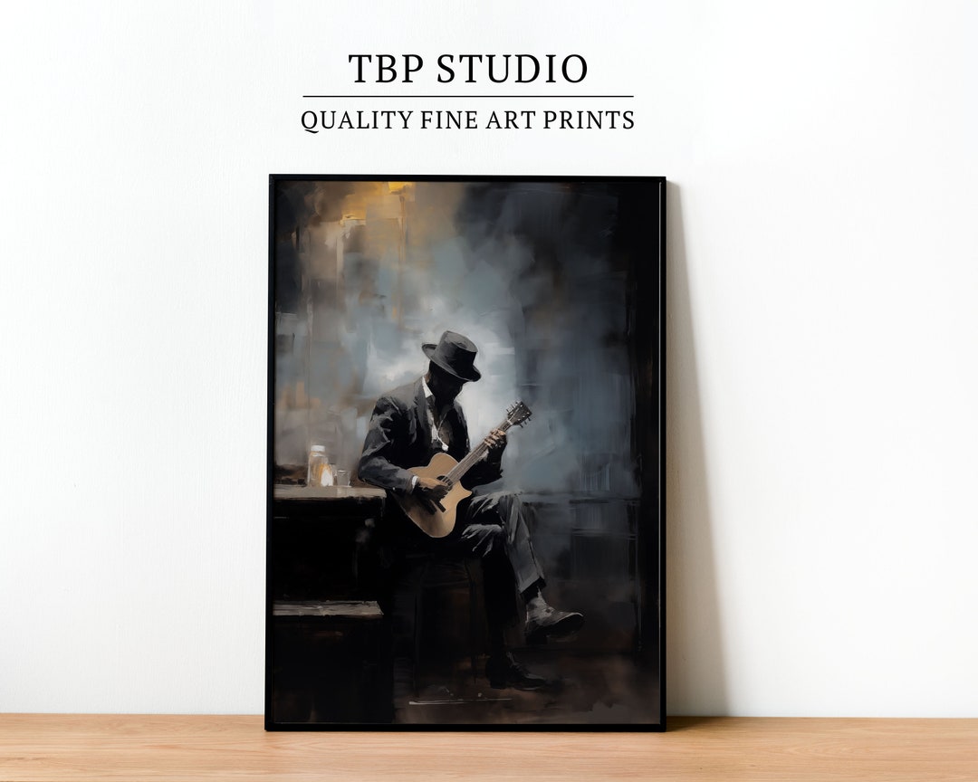 Blues Musician Portrait Art Print: Smoky Bar Scene (instant Download ...