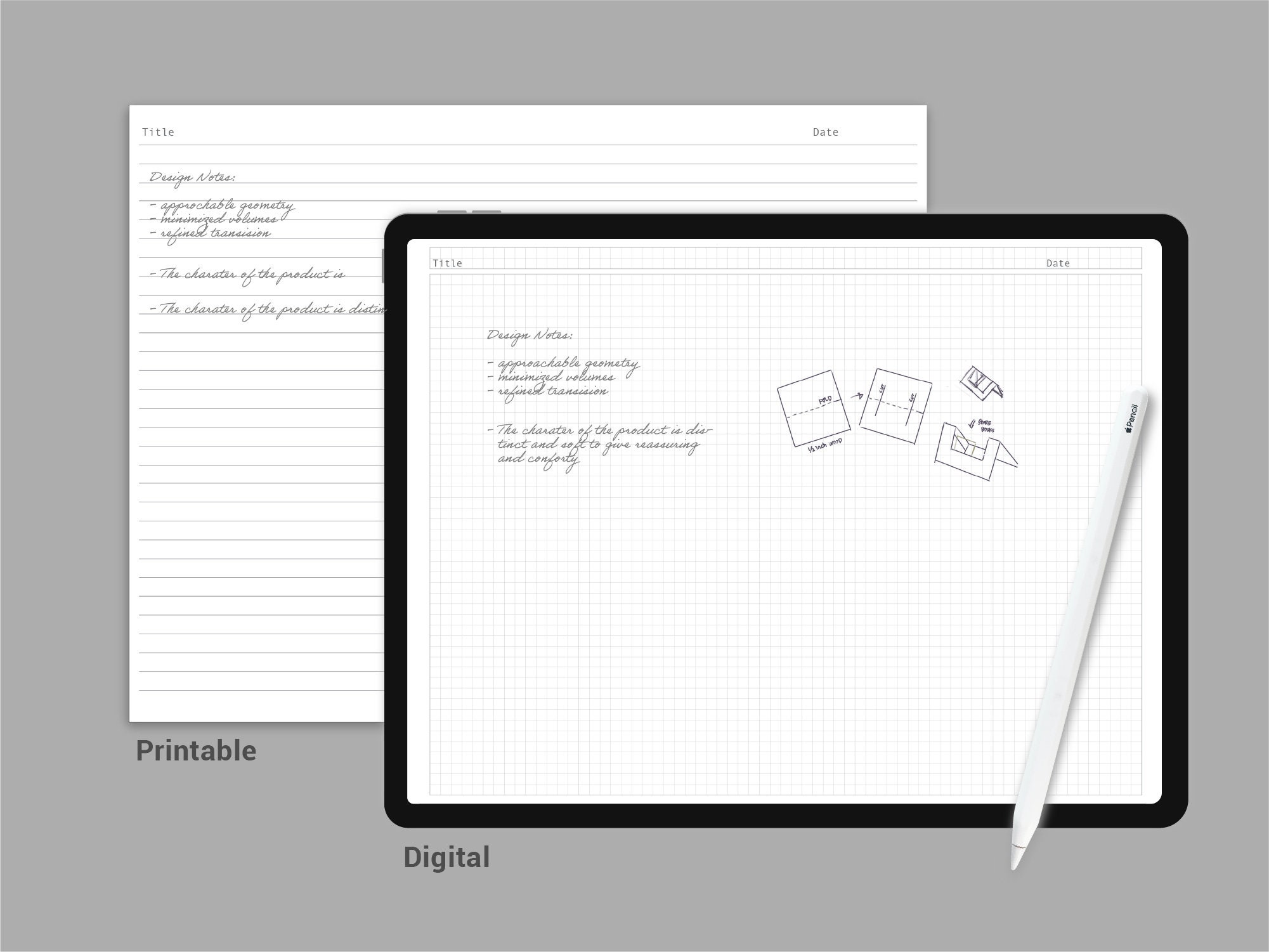 Printable & Digital Note Pages Bundle, Lined/ruled, Grid/squared, Dot ...