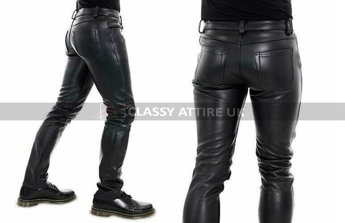 Genuine Sheep Skin Leather Pants Leather Jeans Black Pants Biker Pants ...