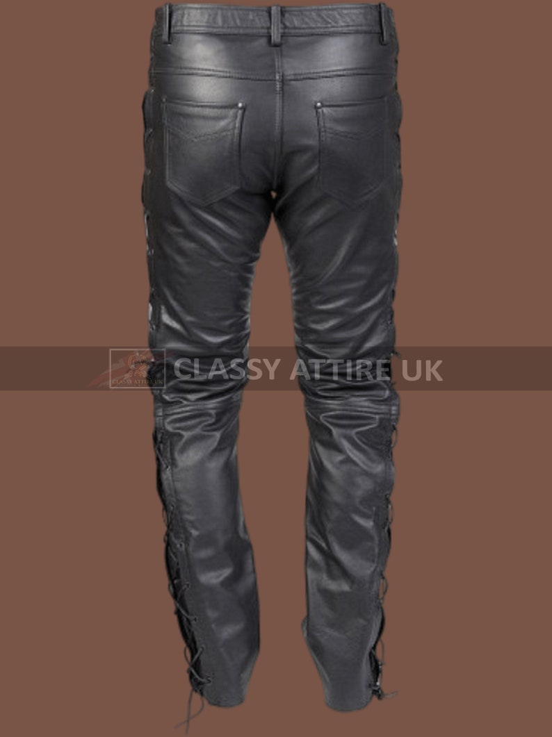 Genuine Sheep Skin Lace-up Leather Pants Leather Jeans Black - Etsy