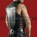 Men's Genuine Leather Biker Vest Chained Bar Vest Steampunk Vest Goth ...