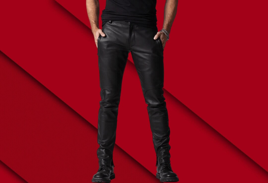 Genuine Sheep Skin Leather Pants Leather Jeans Black Pants Gift for Men ...