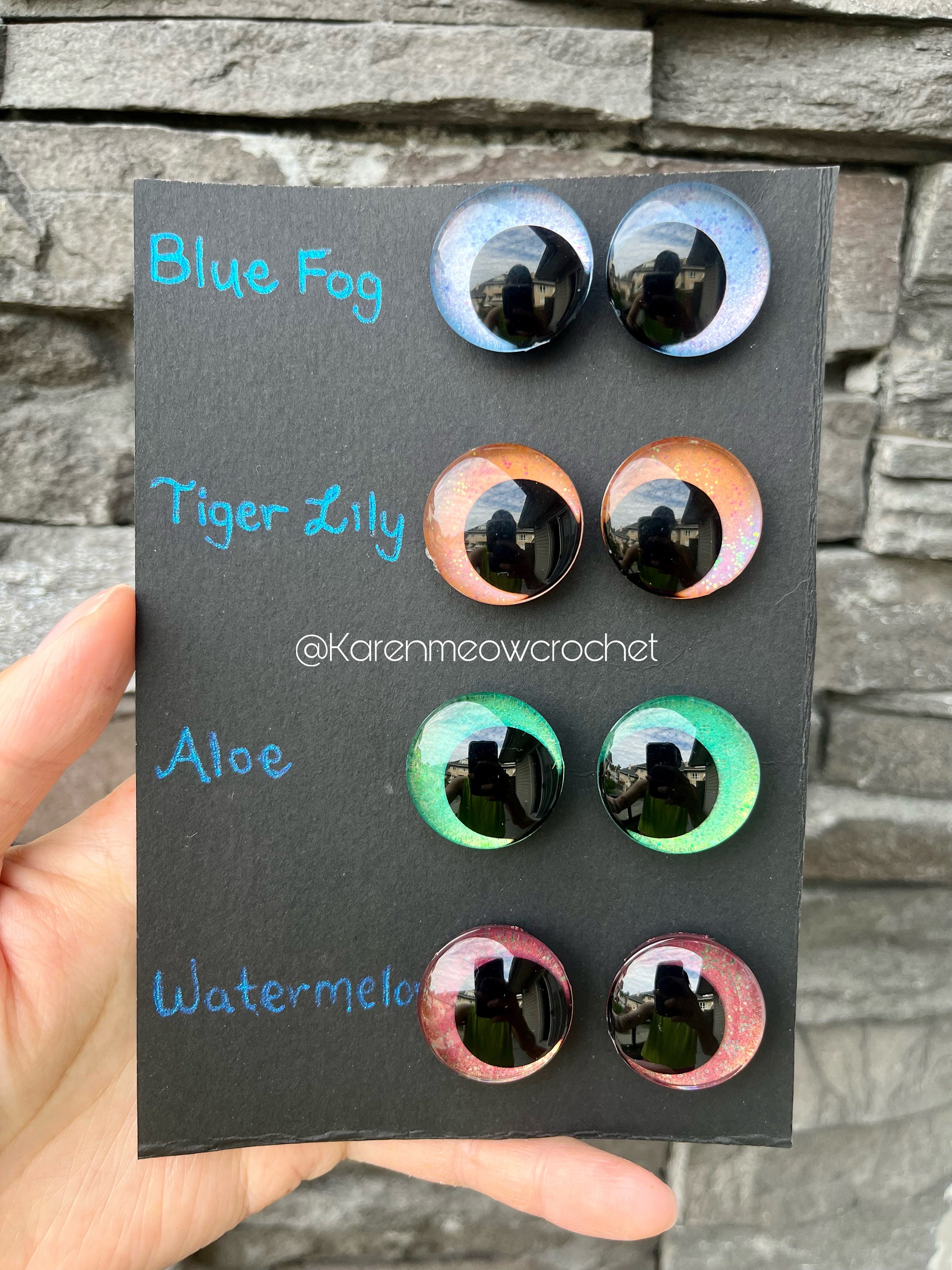 2 PAIRS Hand Painted Safety Eyes, Green Safety Eyes, Blue Safety Eyes ...