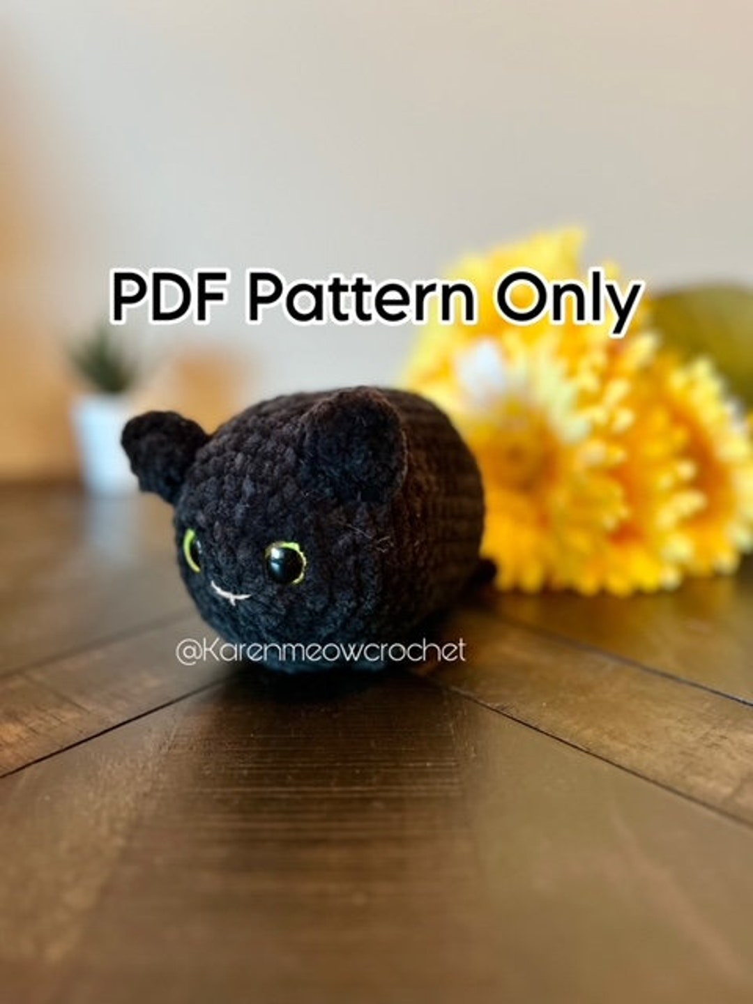 Black Cat Crochet Pattern, Loaf Cat Crochet Pattern, Kitty Plushie ...