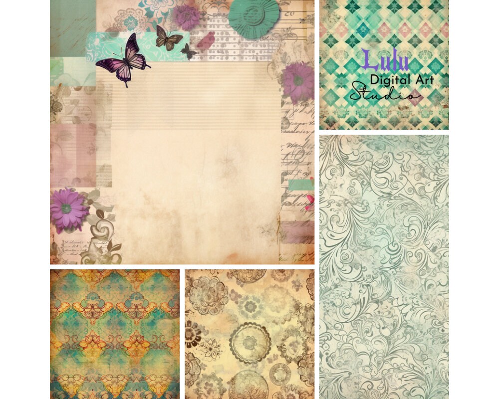 29 Grunge Digital Papers - 300dpi PNG | Distressed Paper Textures ...