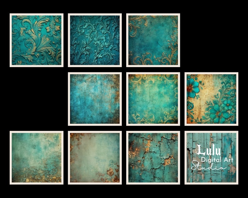 26 Timeless Turquoise Digital Papers | Grunge Distressed Junk Journal ...