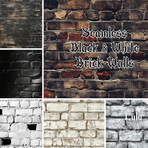 SEAMLESS Pattern Printable Wallpapers - 10 Grunge Black and White Brick ...
