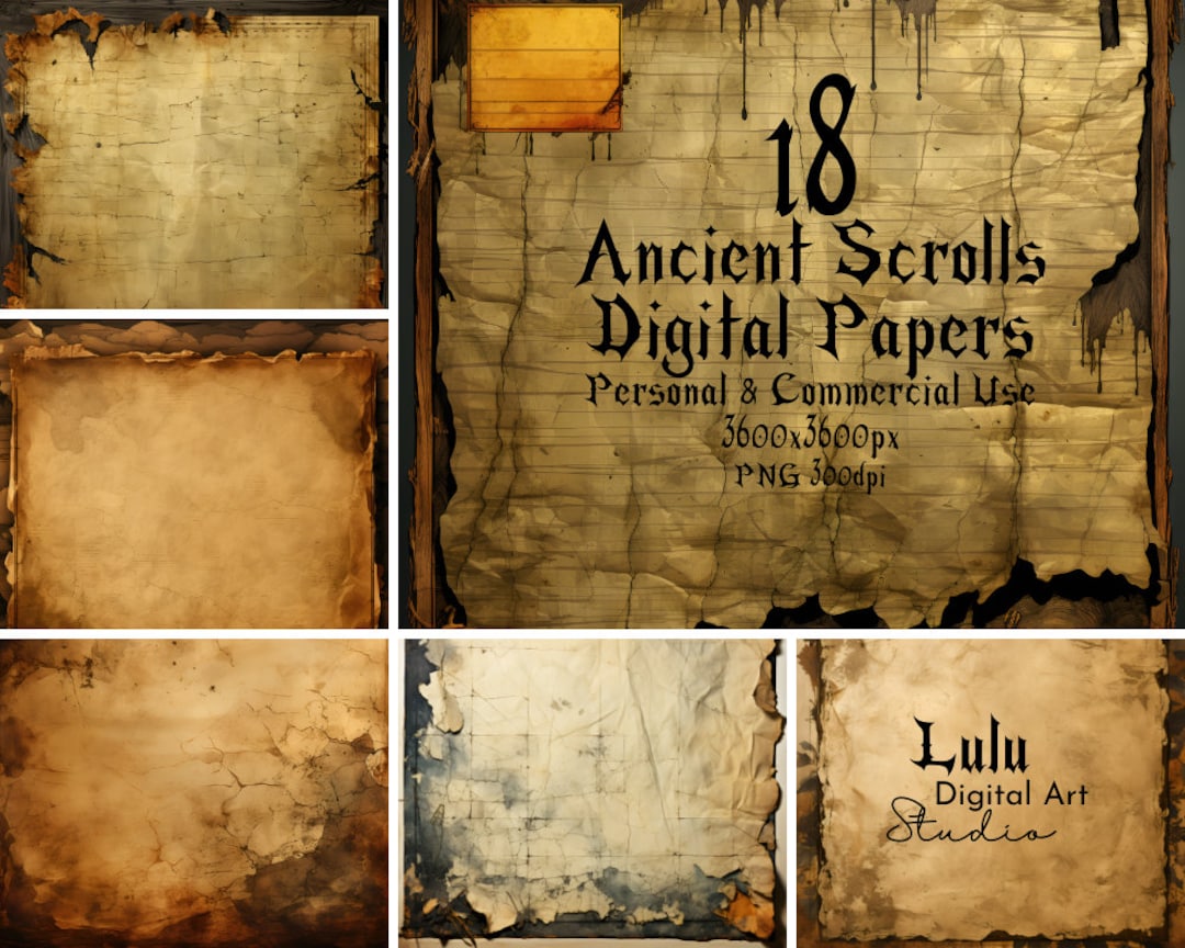 Junk Journal Pages | 18 Ancient Scroll Digital Papers | Grunge ...