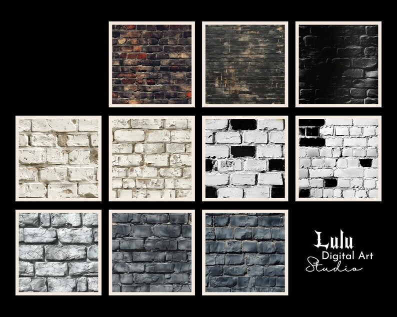 SEAMLESS Pattern Printable Wallpapers - 10 Grunge Black and White Brick ...