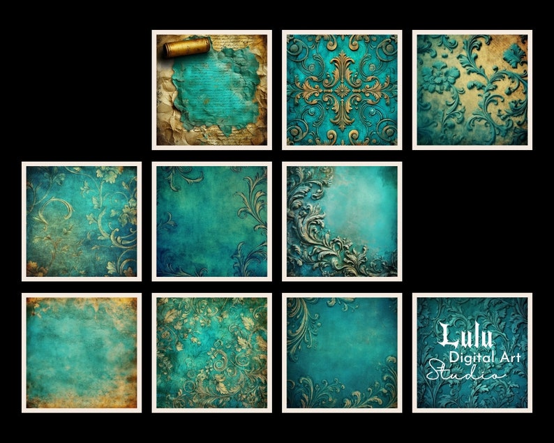 26 Timeless Turquoise Digital Papers | Grunge Distressed Junk Journal ...
