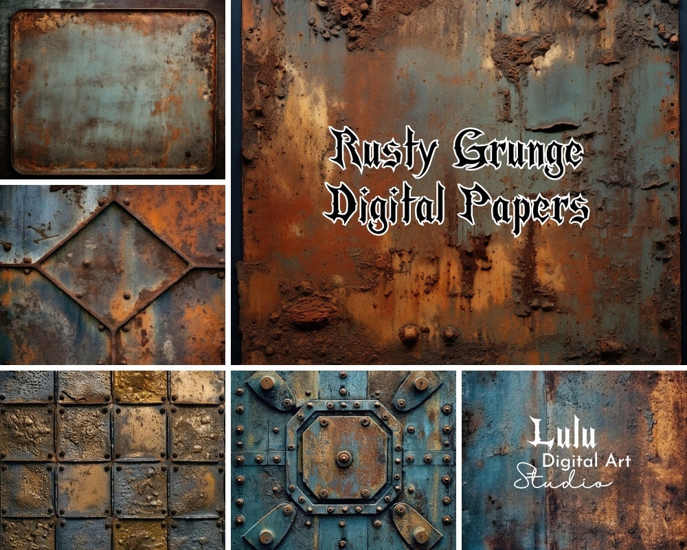 Printable Junk Journal Pages 16 Rusty Grunge Digital Papers set A ...