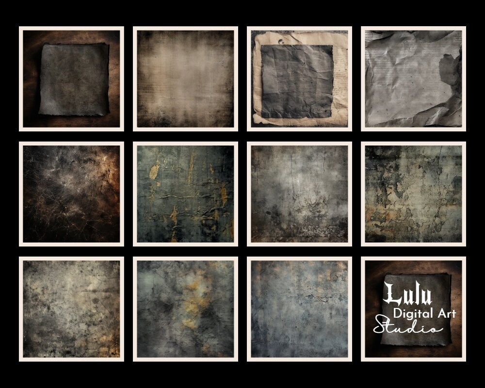 21 Grunge Dark Gray Digital Papers | Distressed Junk Journal Pages ...