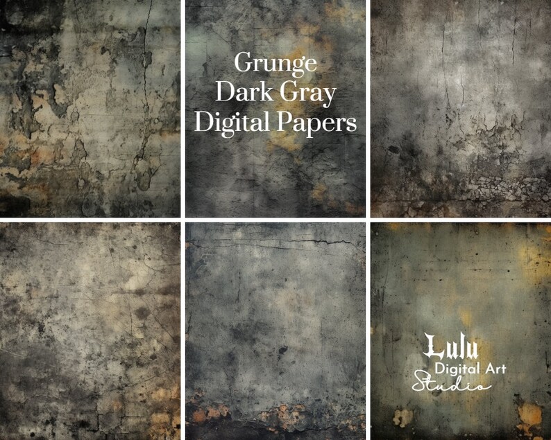 21 Grunge Dark Gray Digital Papers Distressed Junk Journal - Etsy