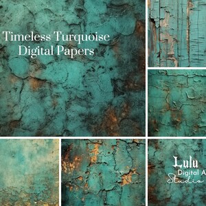 26 Timeless Turquoise Digital Papers | Grunge Distressed Junk Journal ...