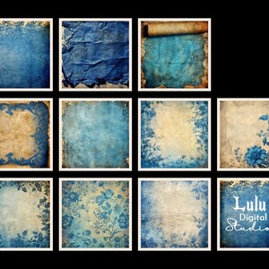 21 Grunge Vintage Blue Digital Papers | Distressed Junk Journal Pages ...