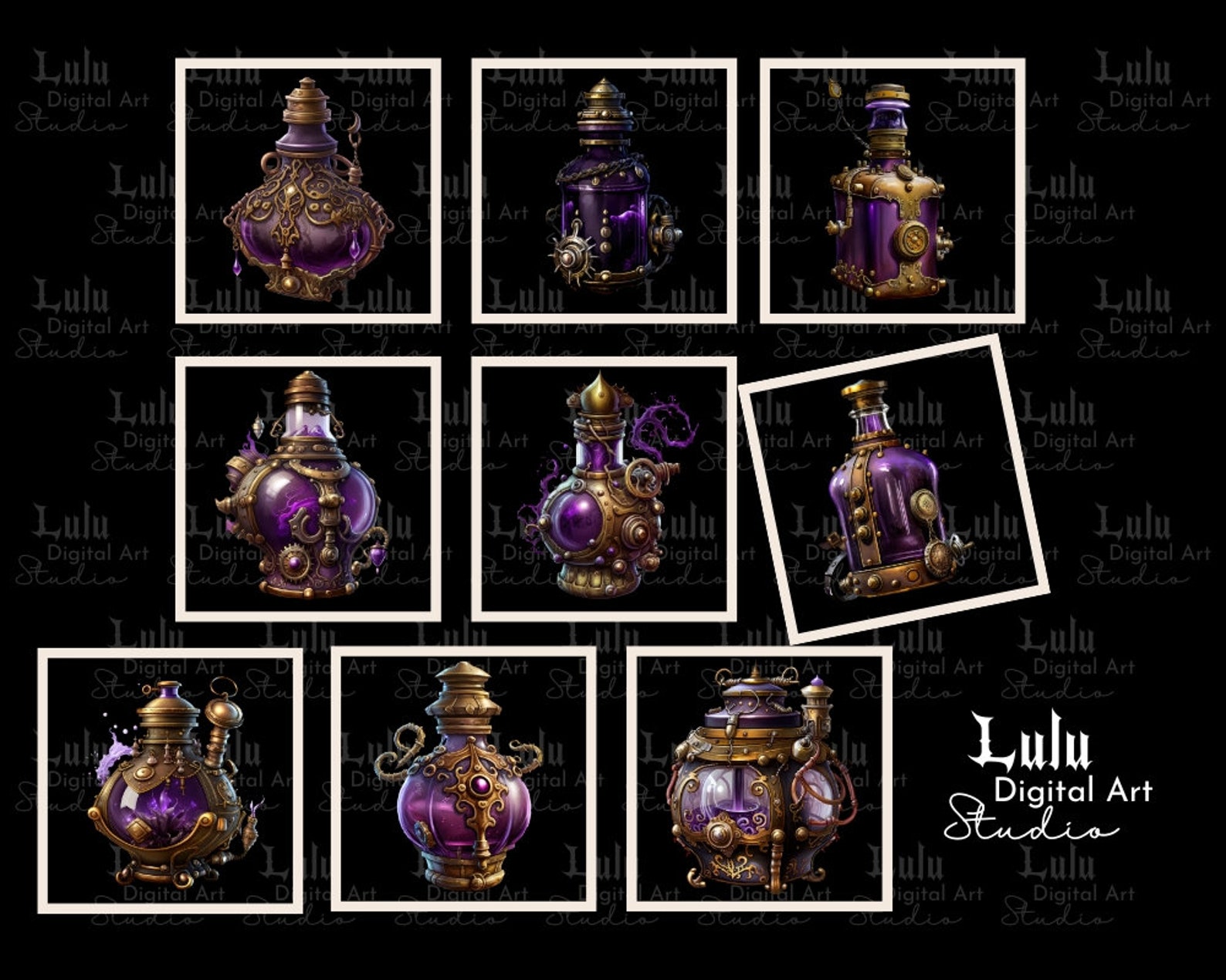 17 Purple Steampunk Potions | High Resolution PNG Files, Clipart ...