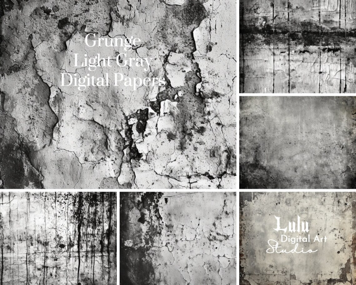 20 Grunge Light Gray Digital Papers | Distressed Junk Journal Pages ...