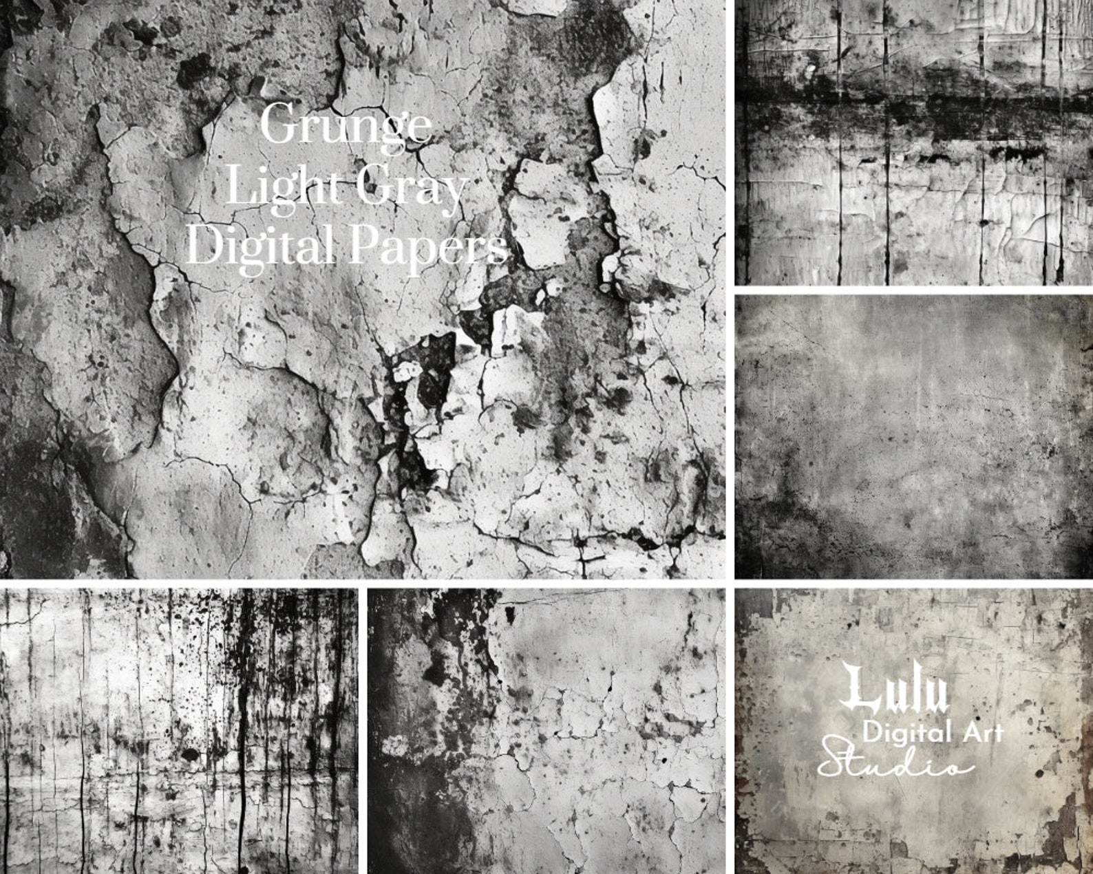 20 Grunge Light Gray Digital Papers | Distressed Junk Journal Pages ...