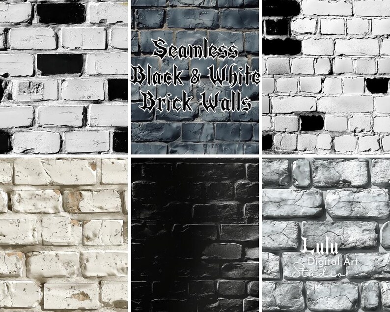 SEAMLESS Pattern Printable Wallpapers - 10 Grunge Black and White Brick ...