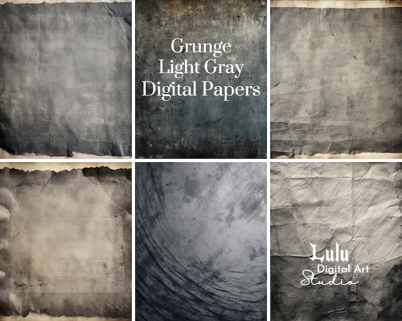 20 Grunge Light Gray Digital Papers | Distressed Junk Journal Pages ...