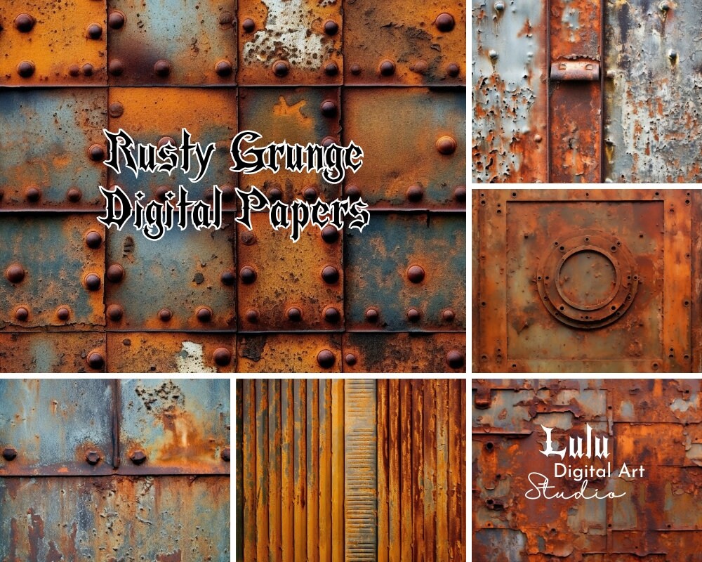 Printable Junk Journal Pages 16 Rusty Grunge Digital Papers set A ...