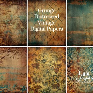 16 Grunge Distressed Vintage Digital Papers | Junk Journal Pages, Paper ...