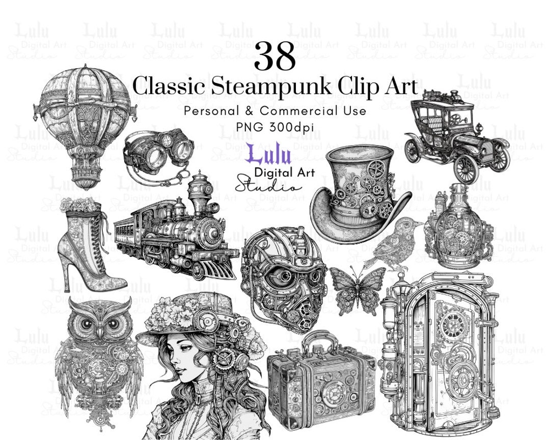38 Classic Steampunk Clip Art | Journal Pages Clipart Graphics, Retro ...