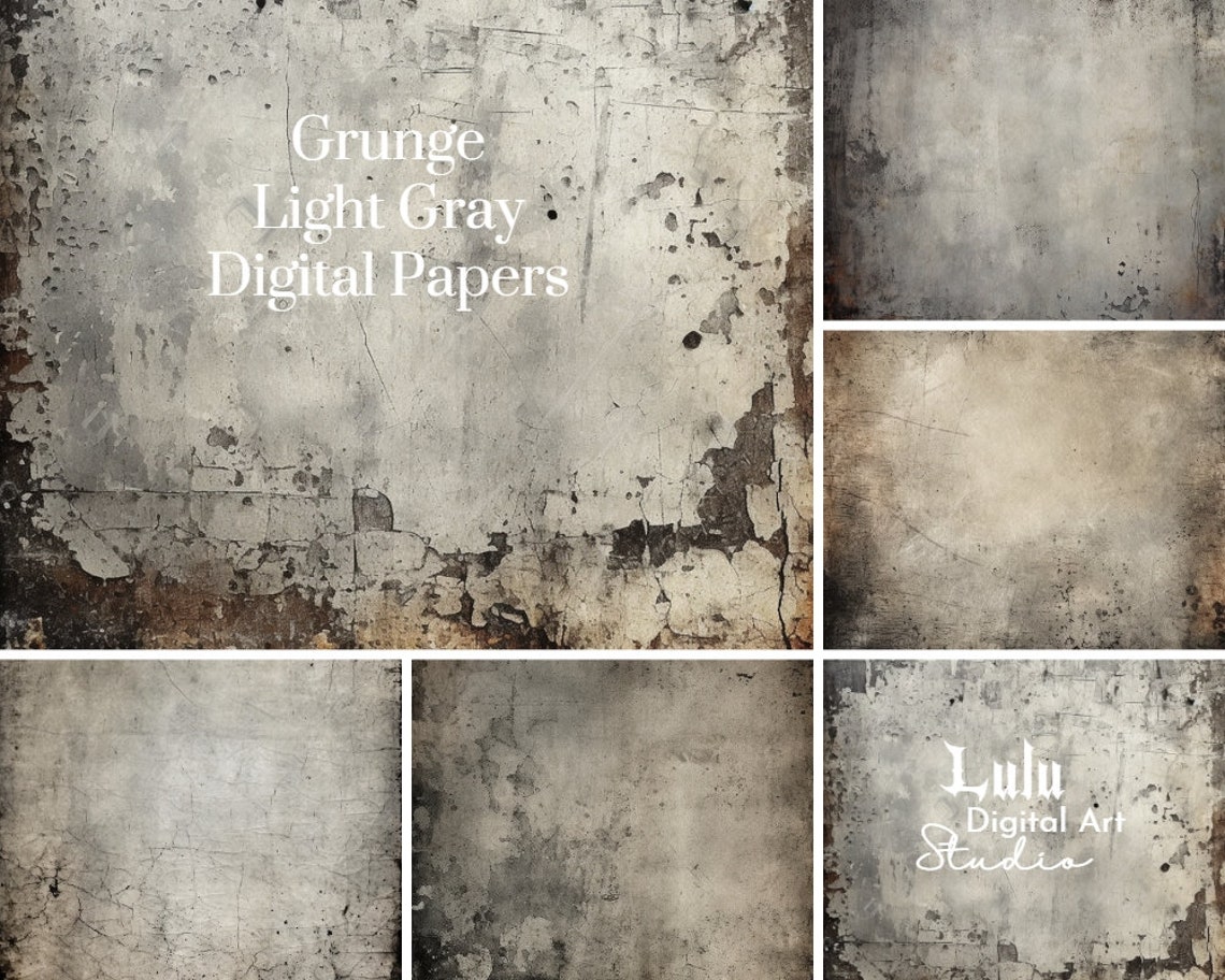 20 Grunge Light Gray Digital Papers | Distressed Junk Journal Pages ...