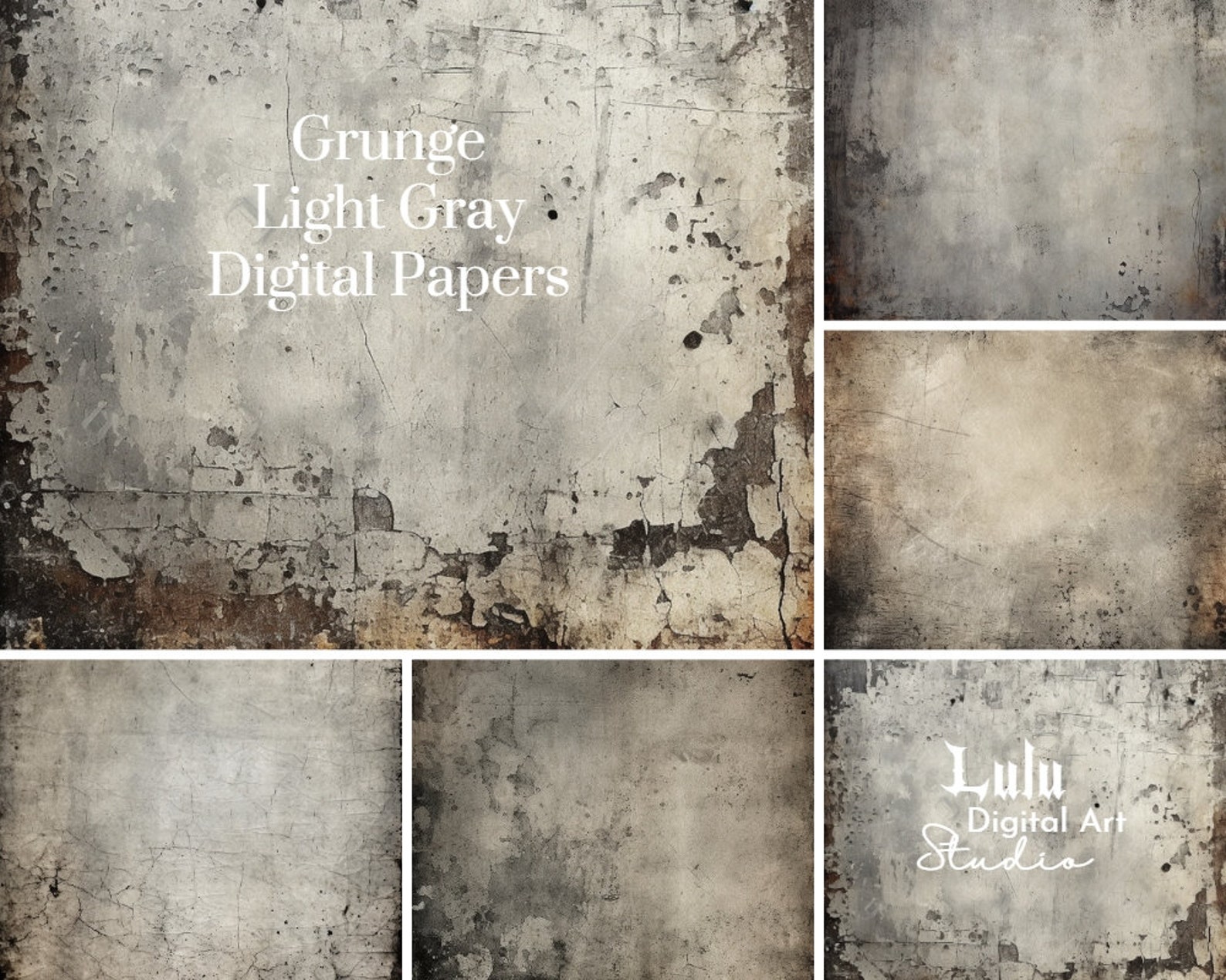 20 Grunge Light Gray Digital Papers Distressed Junk Journal Pages ...