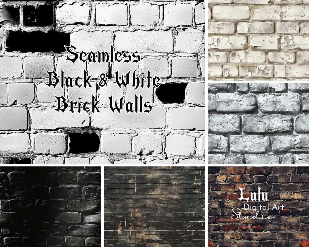 SEAMLESS Pattern Printable Wallpapers - 10 Grunge Black and White Brick ...