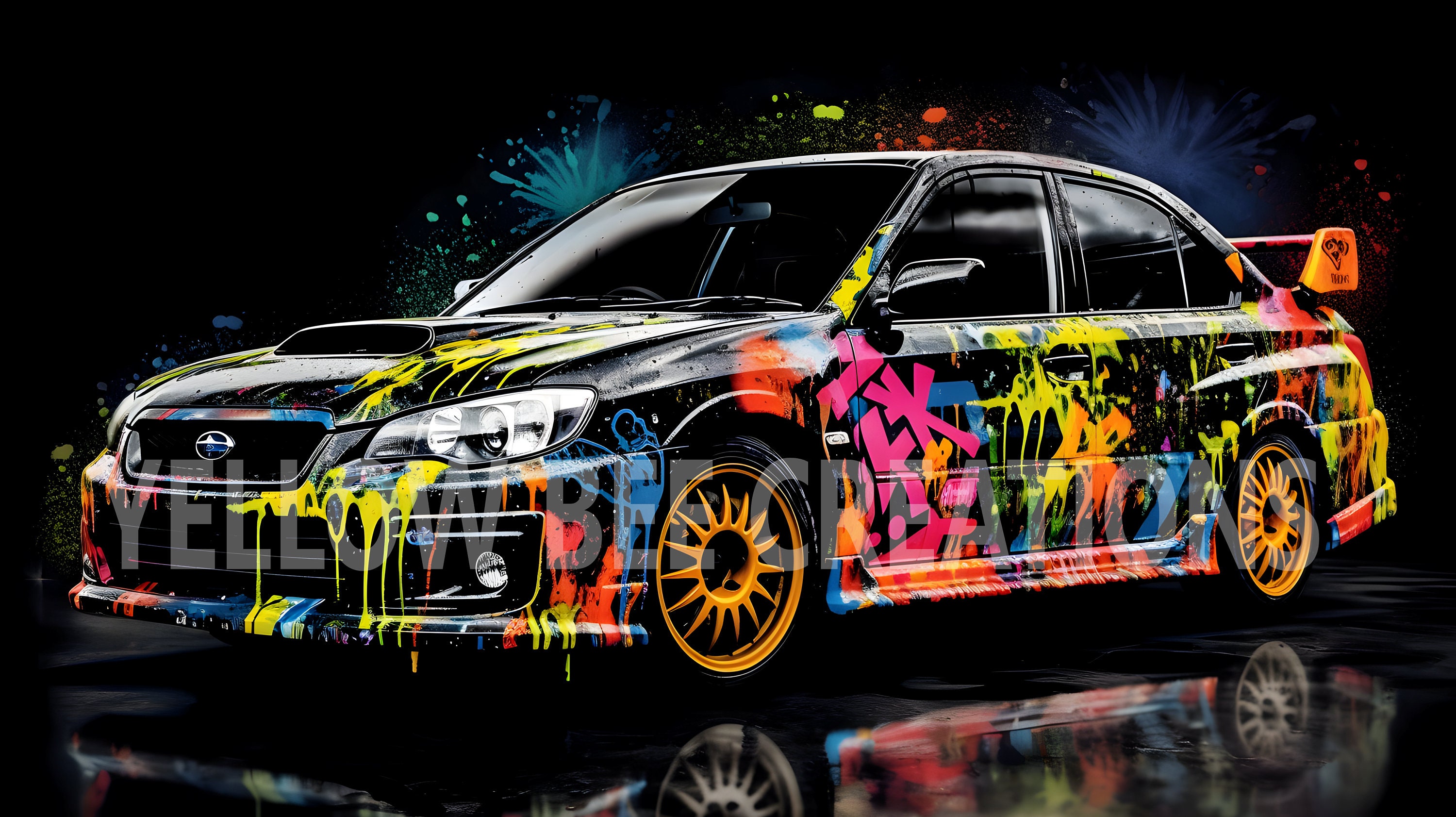Graffiti Car Art, Subaru WRX, Transparent File, Digital Download, Digital Art Print, Car Lover ...