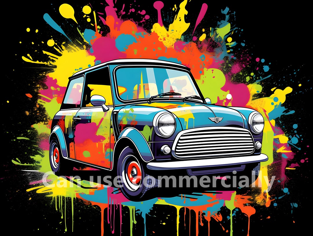 Colorful Car Art, Mini Cooper, Digital Download, Digital Art Print ...