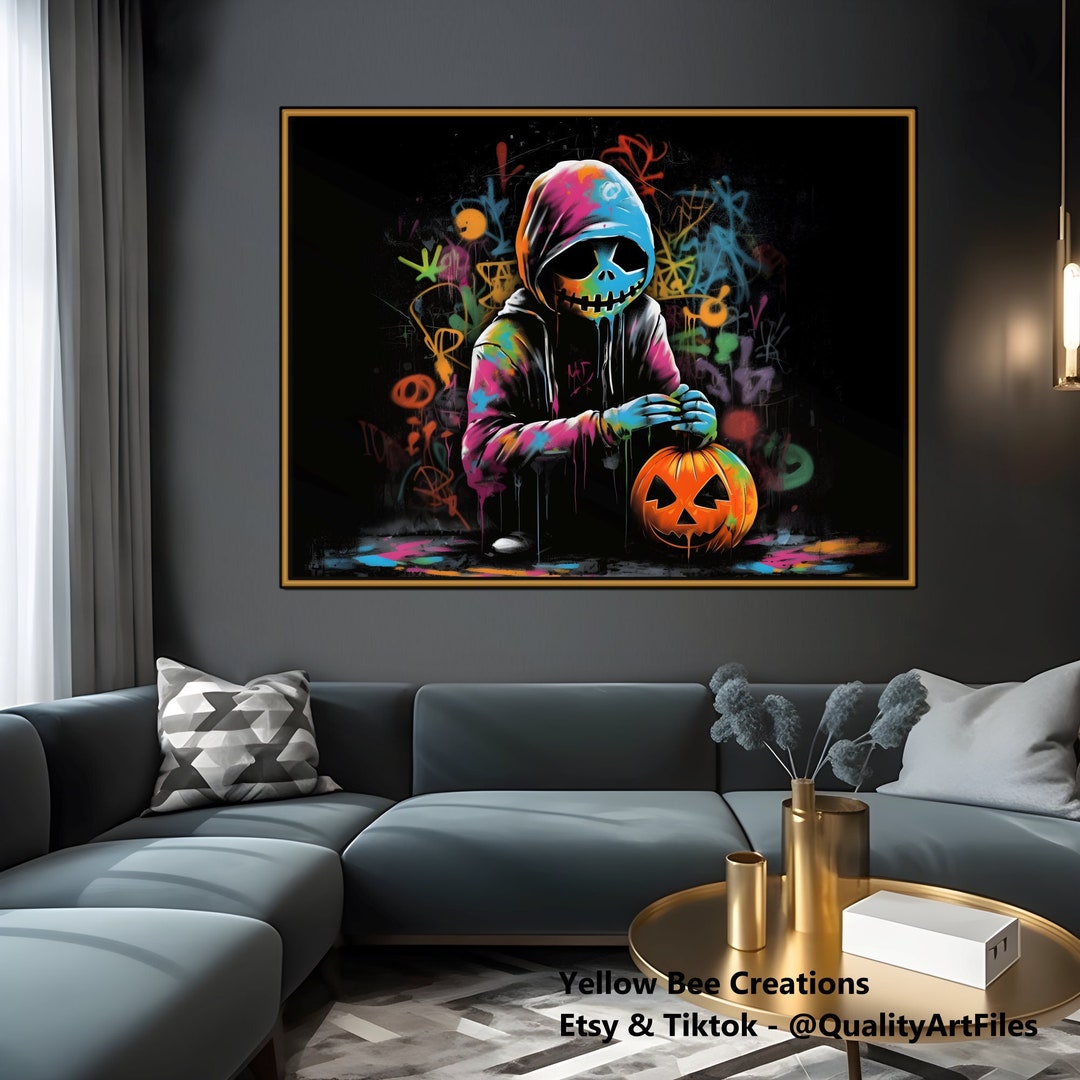 Graffiti Splash Skull and Pumpkin Art, Hooded Skull, Transparent PNG ...