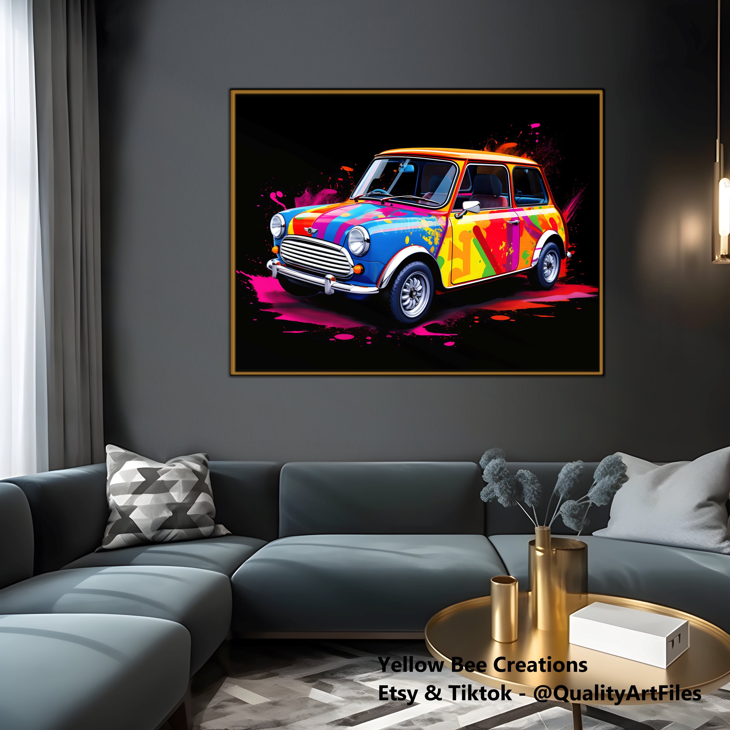 Colorful Car Art, Mini Cooper, Digital Download, Digital Art Print ...