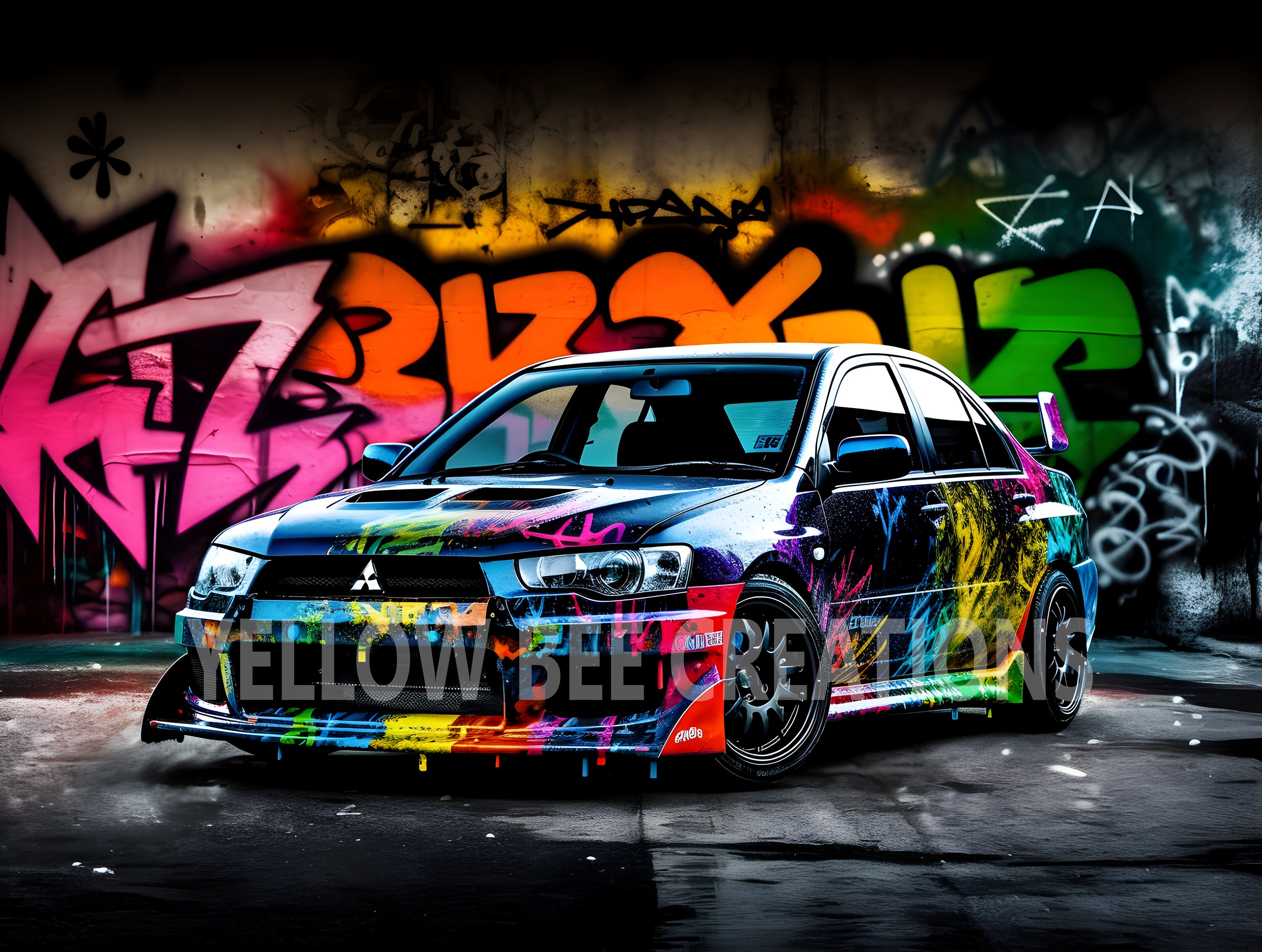 Graffiti Car Art, Lancer EVO Art, Digital Car Download, Digital Car Art ...