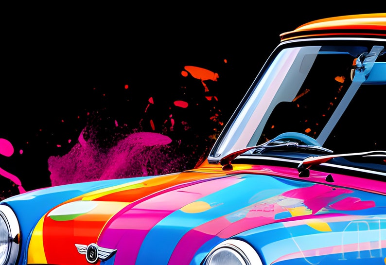 Colorful Car Art, Mini Cooper, Digital Download, Digital Art Print ...