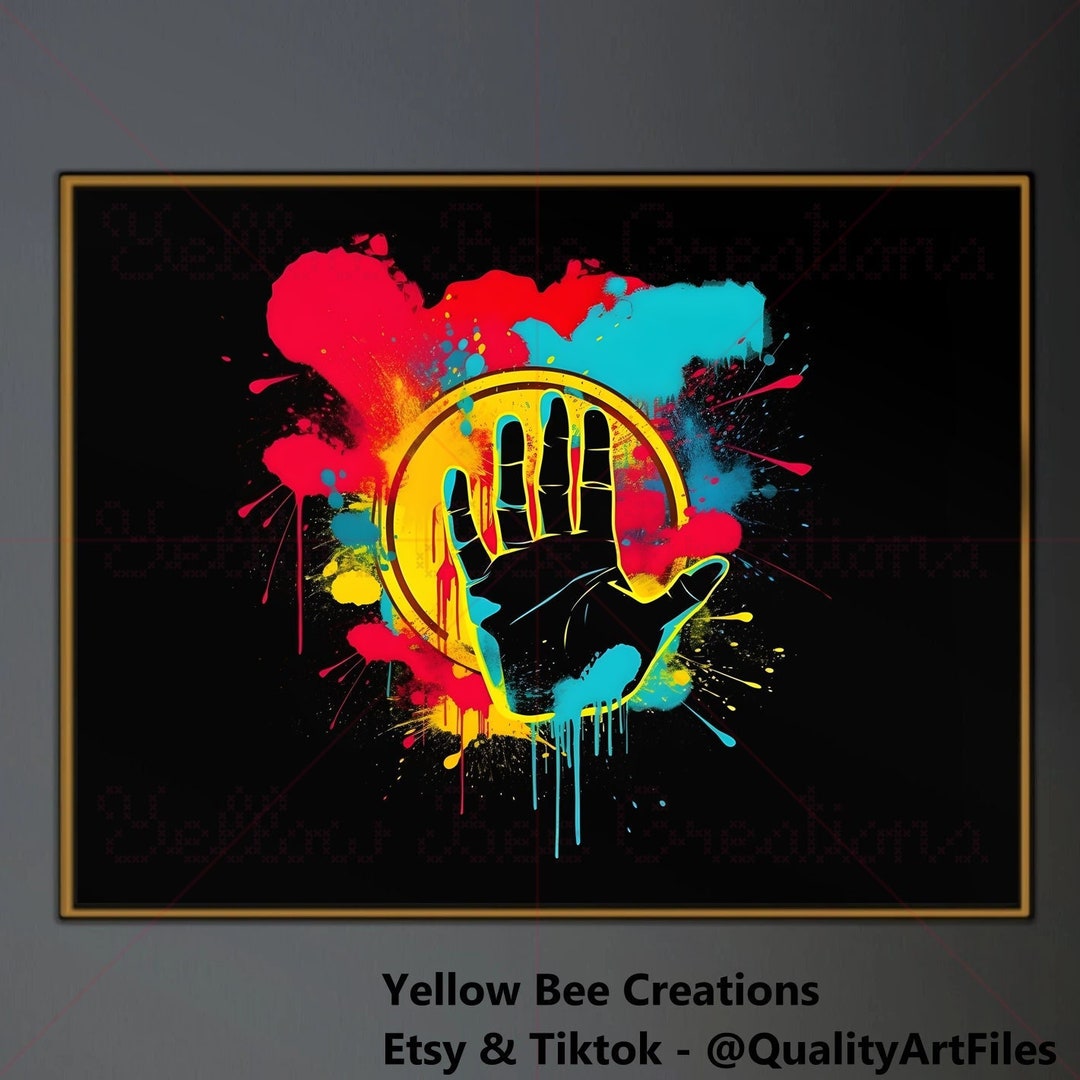 Graffiti Splash Hand Wall Art, Transparent PNG, Colorful Hand Print ...