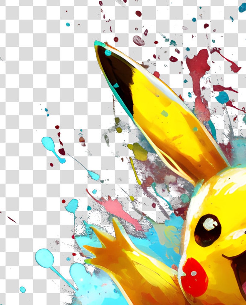 Splash Pikachu fan art, PNG transparente, colorido, descarga digital ...