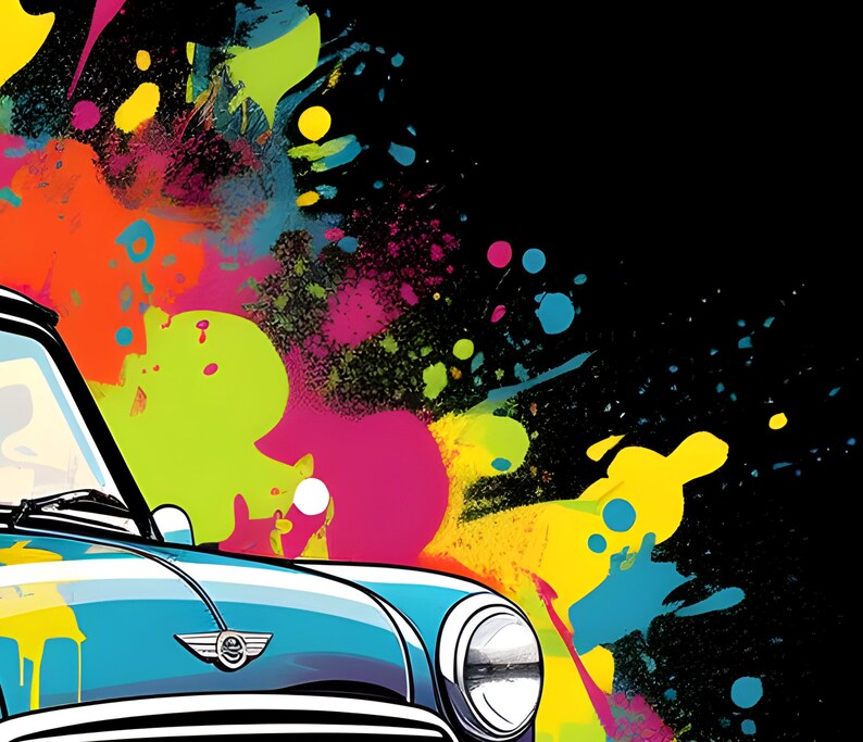 Colorful Car Art, Mini Cooper, Digital Download, Digital Art Print ...