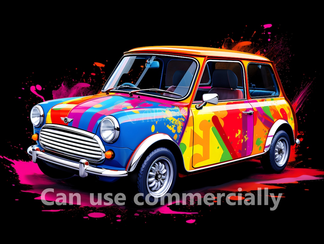 Colorful Car Art, Mini Cooper, Digital Download, Digital Art Print ...